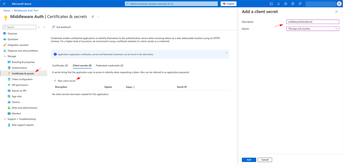 Configure Middleware Integration for Microsoft Azure